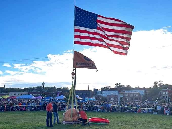 When the American flag flies over giant pumpkins, you know you've found peak autumn patriotism in action.