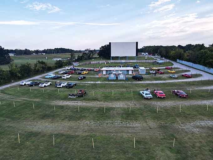 From above, this slice of Americana looks like a perfectly organized parking lot of pure joy.