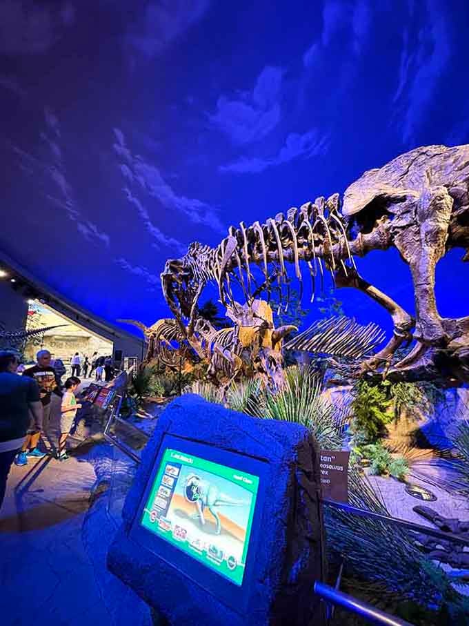 Standing beneath this T-rex skeleton makes you grateful extinction happened before your morning commute started.