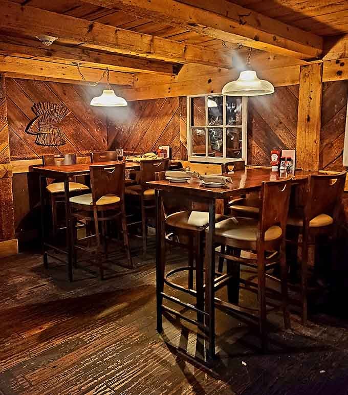 Original barn wood and exposed beams create an atmosphere that interior designers spend fortunes trying to replicate, but this is the real McCoy.