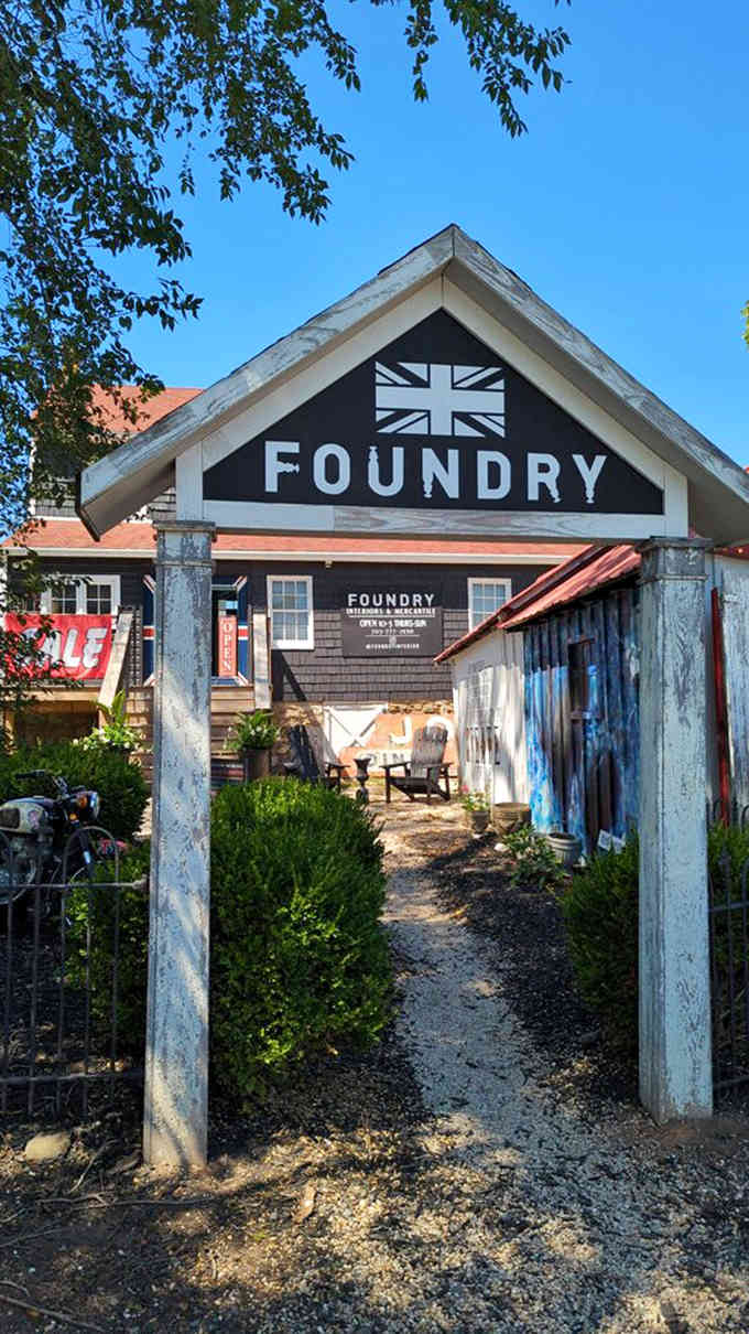 The Foundry entrance promises treasures beyond, like Narnia but with better furniture and no talking lions.