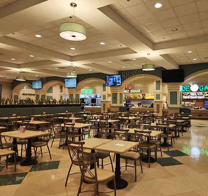 The food court offers comfortable seating and variety, perfect for refueling between your bargain-hunting victories and retail conquests.