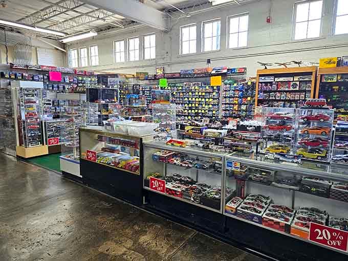 Collectible toy cars lined up like a miniature automotive museum, waiting for the right enthusiast to take them home.