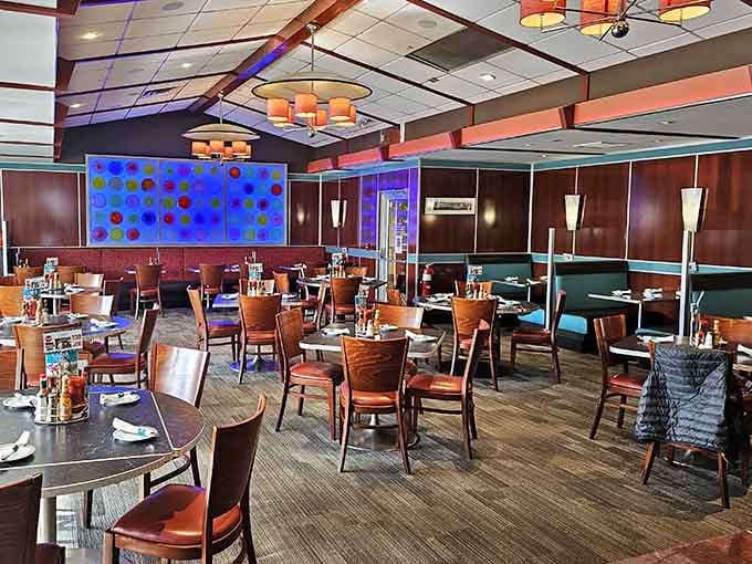 Modern comfort meets classic diner charm in a space that somehow feels both fresh and wonderfully familiar.