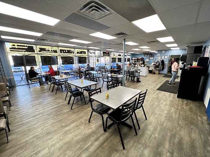 Clean, bright, and spacious with booth seating that invites you to settle in for a proper meal.