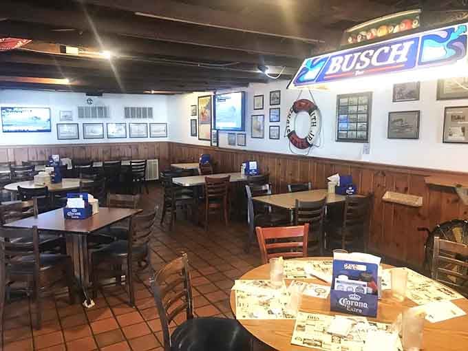 Wood paneling, nautical touches, and that lived-in charm that only comes from decades of happy diners.