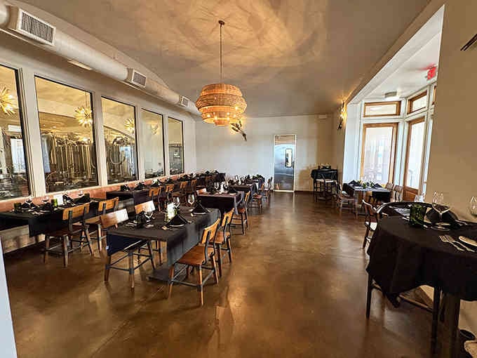 Clean lines, natural light, and enough elbow room to actually enjoy your wine without bumping neighbors constantly.