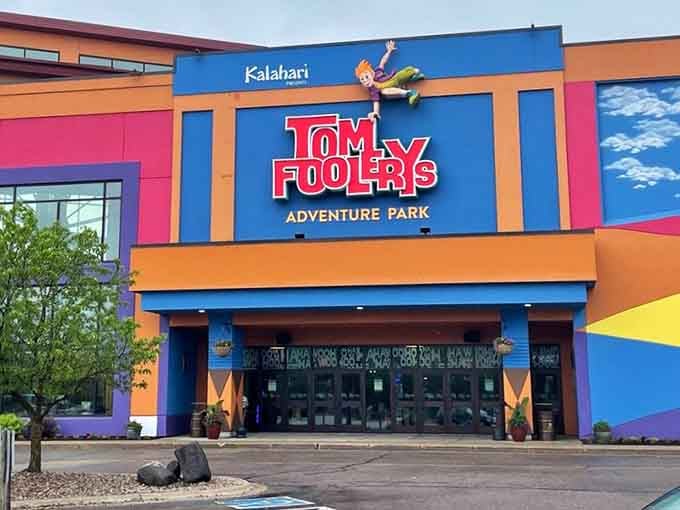 The explosion of colors on this building makes it impossible to miss, like a carnival decided to become architecture.