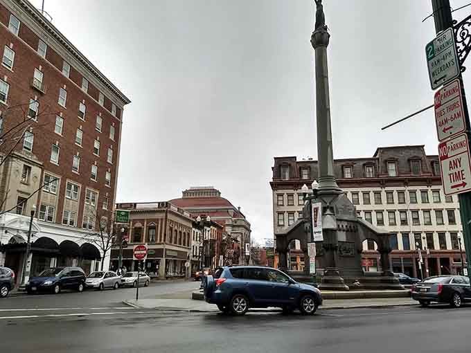 Monument Square proves that city planning peaked in the 1800s and we've been trying to catch up ever since.