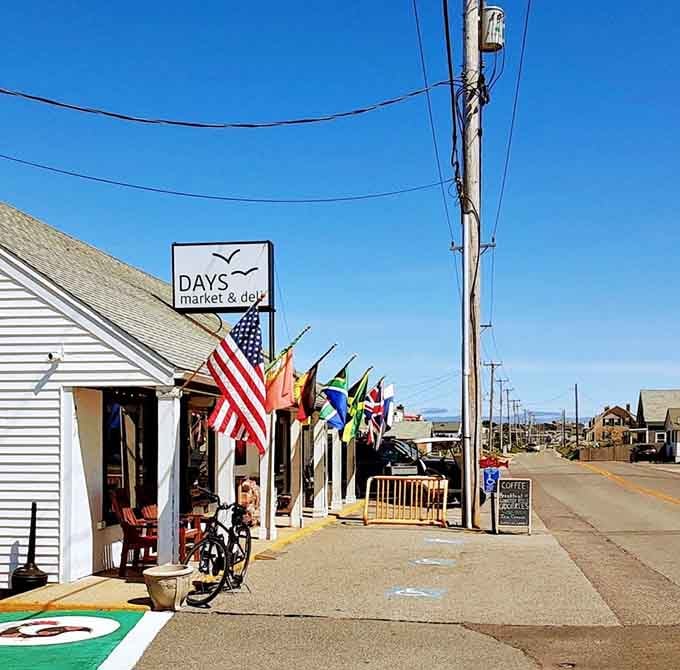 Days Market stands proud with its flags flying, a local gathering spot where community and convenience meet.