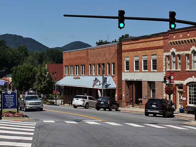 Enjoy a sunny stroll through historic downtown Tryon, where charming architecture meets beautiful mountain views. It is simply delightful here!