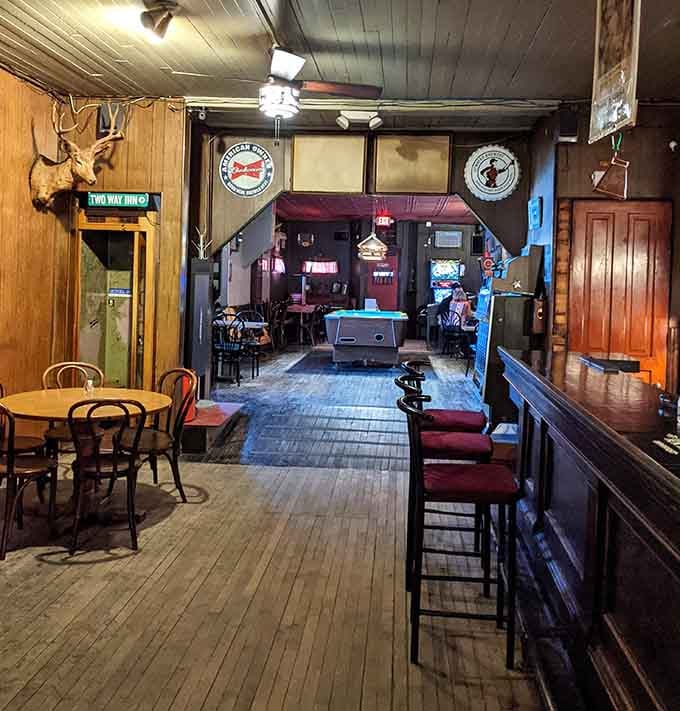 Wood paneling and worn floors tell stories that would make your great-grandparents nod knowingly.