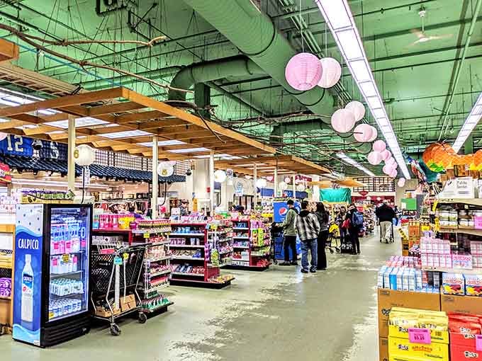 Pink lanterns overhead and endless aisles of discovery below: your regular grocery store could never.