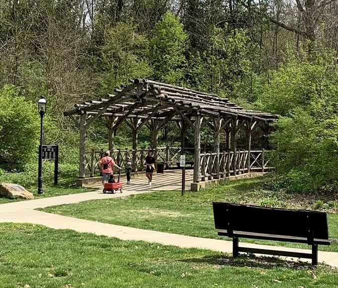 This charming wooden bridge invites you into nature's sanctuary, where stress goes to retire and peace comes standard.