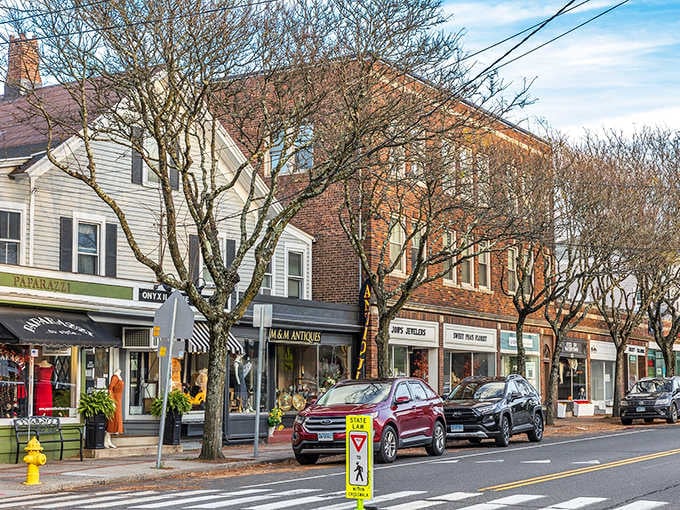 Downtown storefronts where actual people shop, not just pose for lifestyle content before leaving empty-handed.