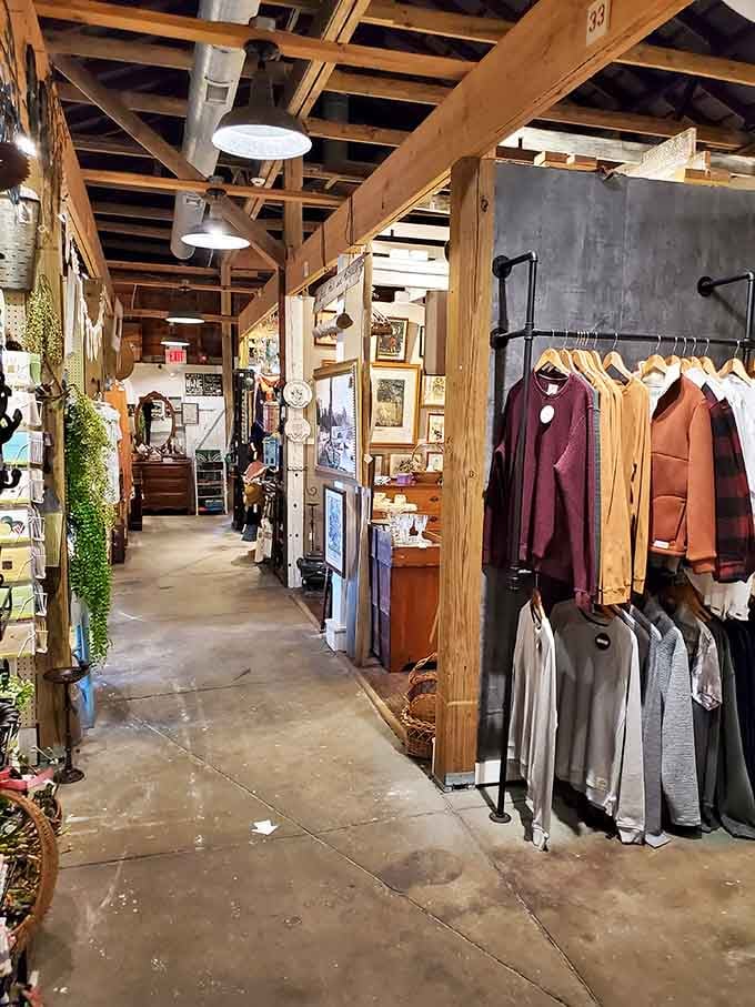 Exposed beams and industrial charm meet curated artisan goods in a space that celebrates both history and creativity beautifully.