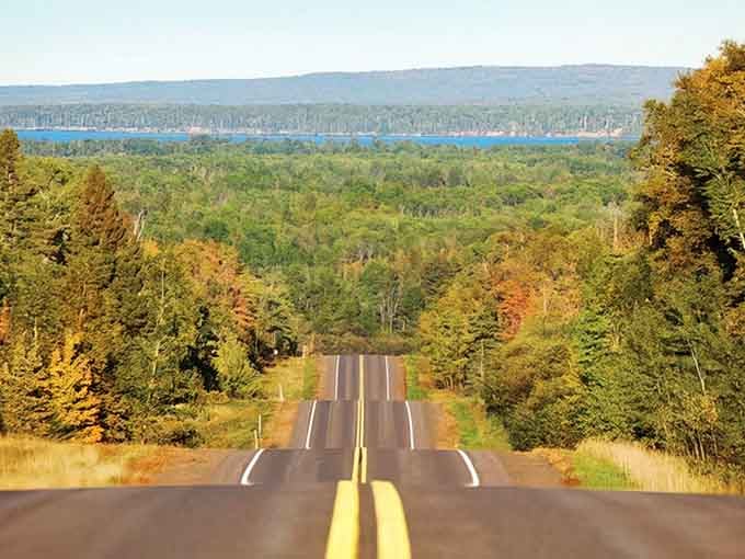 These gentle curves through autumn splendor prove that getting there really is half the fun.