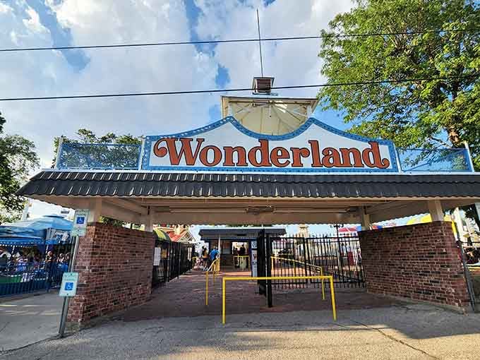 The entrance beckons with retro charm that promises simpler times and unlimited fun inside.