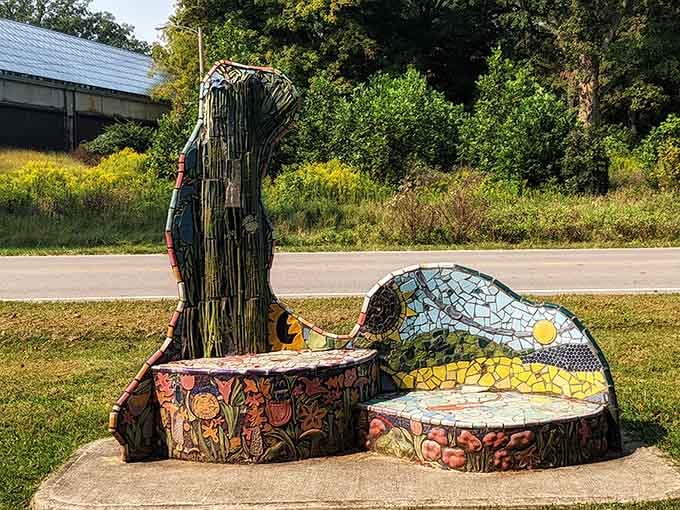 Public art here doesn't whisper politely, it celebrates nature with mosaic brilliance that stops you mid-stride.