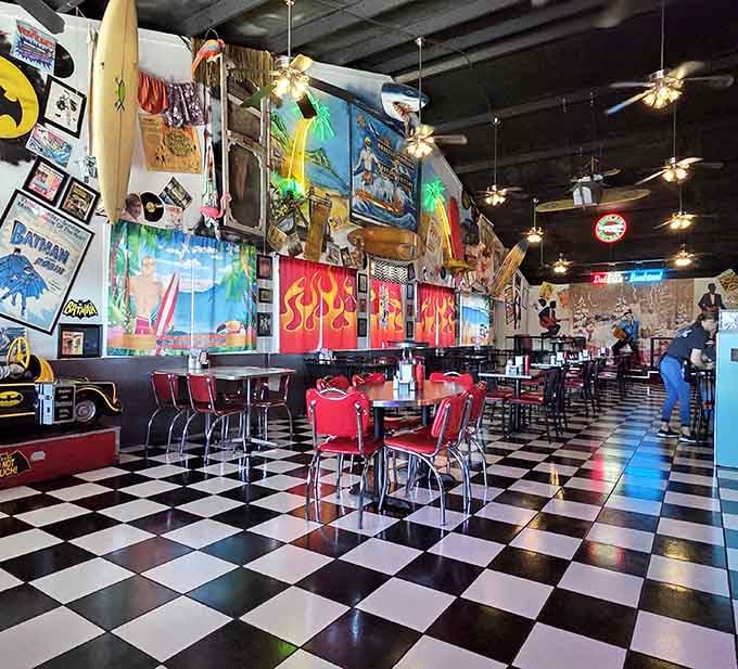 That checkered floor isn't just for show; it's the runway to your next favorite meal.