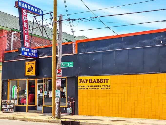 That cheerful yellow facade and vintage signage practically shout "come find something wonderfully weird" from a block away.