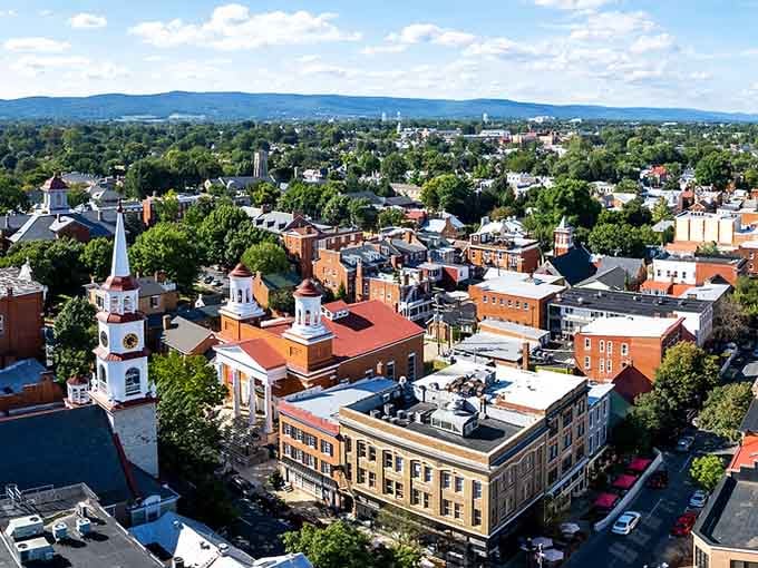 From above, Frederick's church spires pierce the sky like exclamation points celebrating centuries of history.