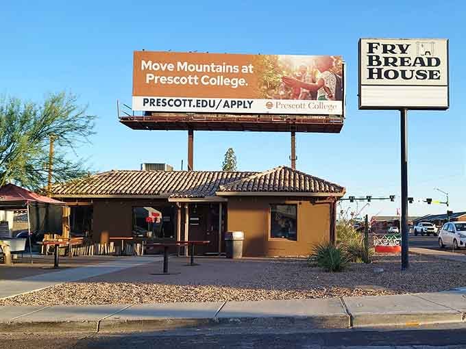 This humble building with its simple sign has earned a James Beard Award for extraordinary fry bread.