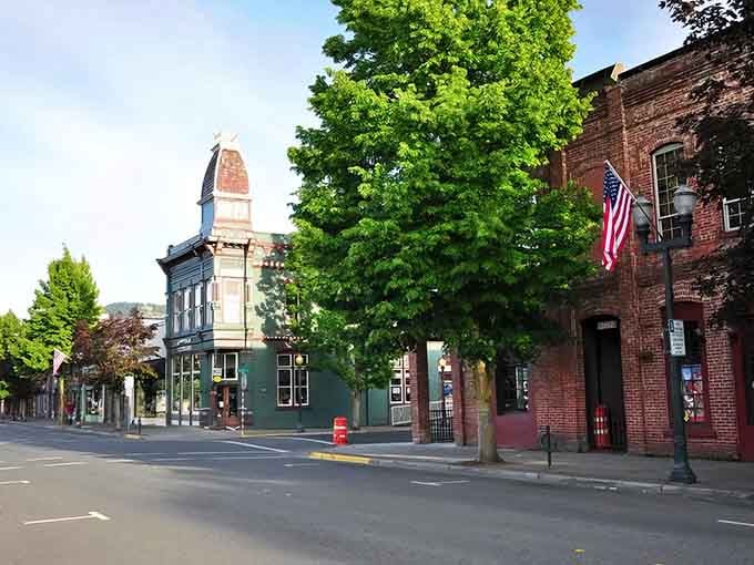 Classic brick buildings and tree-lined streets create the perfect setting for a leisurely afternoon stroll through downtown.