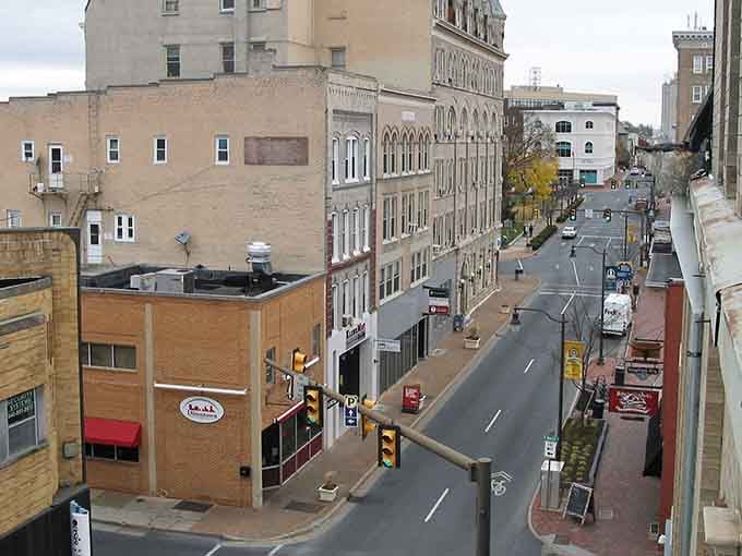 From this bird's-eye view, downtown streets reveal hidden restaurants tucked between historic buildings like culinary Easter eggs waiting.