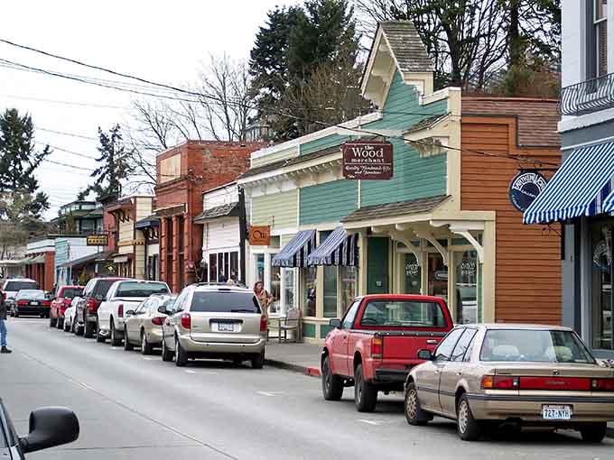 La Conner's charming wooden buildings stack up the hillside like a colorful layer cake waiting to be explored.
