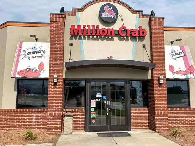 Bold red letters announce your seafood destination like a lighthouse beacon guiding hungry travelers to shore-fresh flavors.