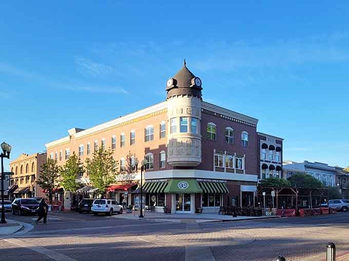 Downtown Paso Robles shows off its historic charm with that beautiful corner turret building anchoring the town square perfectly.