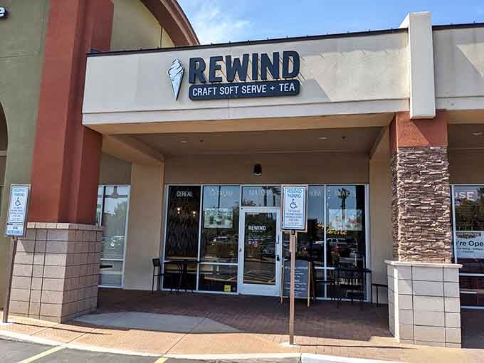 Clean lines and modern charm define Rewind, where craft soft serve meets serious attention to quality and flavor.