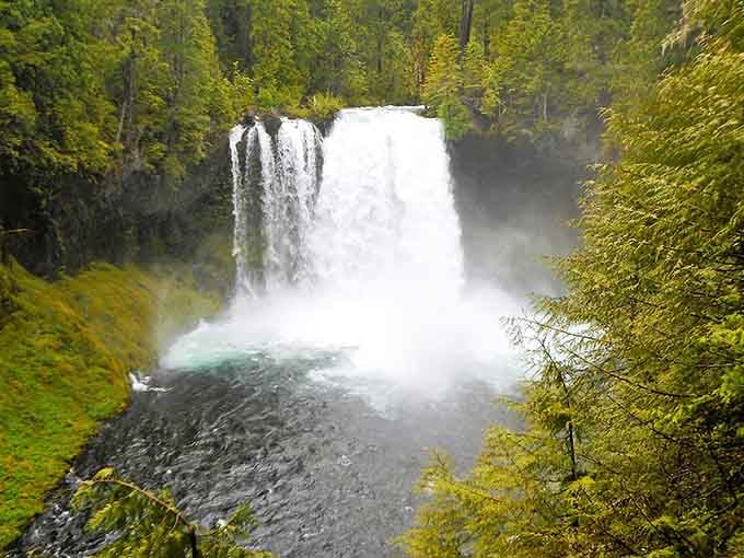 When 100 feet of raw power meets turquoise pools, you get Sahalie Falls in all its thundering glory.