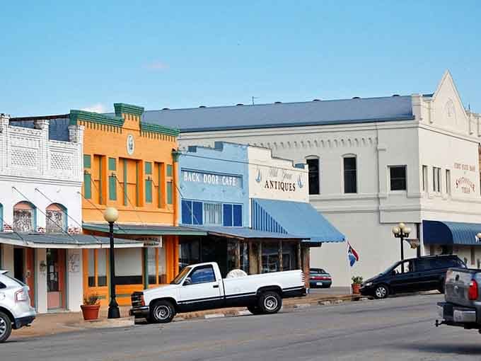 Smithville's Main Street radiates small-town charm with colorful buildings that practically beg you to stop and browse.