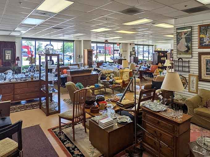 Step inside where furniture and glassware create a curated wonderland that'd make your grandmother smile with recognition.