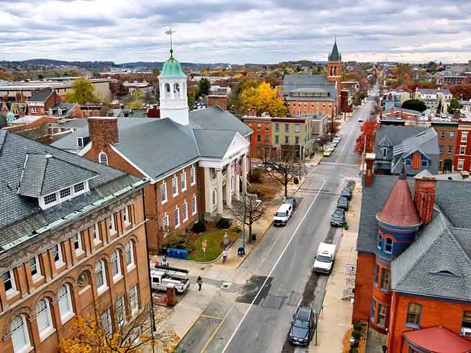 York's skyline from above reveals church steeples and rooftops that have watched generations come and go with quiet dignity.