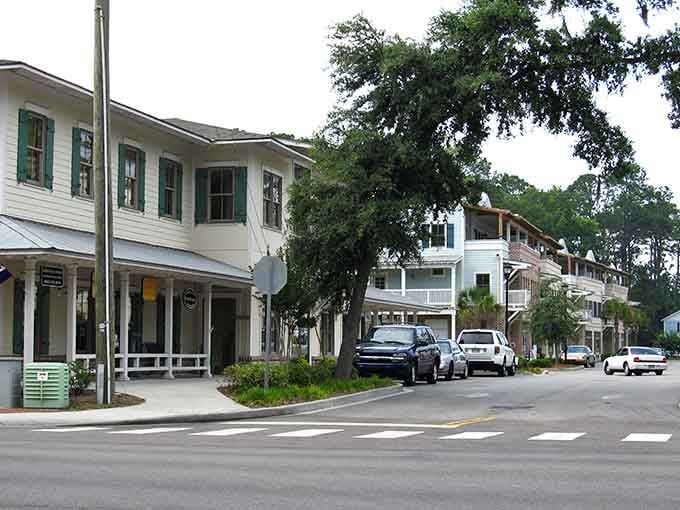 Those white buildings and coastal trees whisper "slow down" louder than any speed limit sign ever could.
