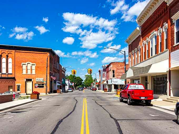 Main Street stretches out like a Norman Rockwell painting, complete with traffic lights swaying gently in the breeze.