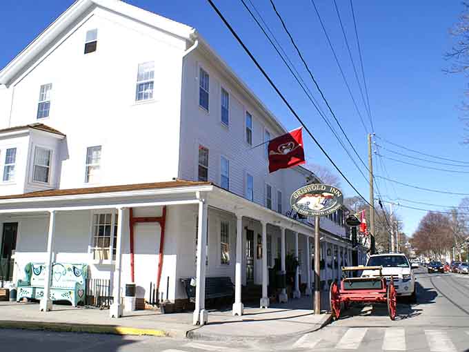 The Griswold Inn's welcoming porch has been greeting travelers since stagecoaches were the height of modern transportation technology.