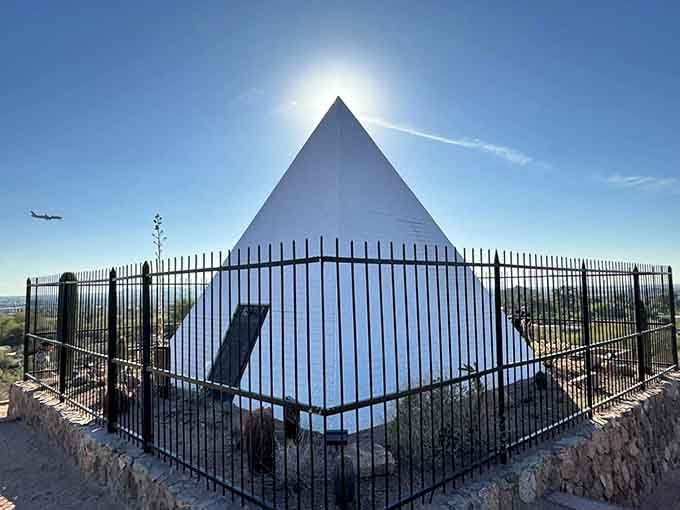 When the sun hits this white pyramid just right, it glows like a beacon on the hillside above Phoenix.