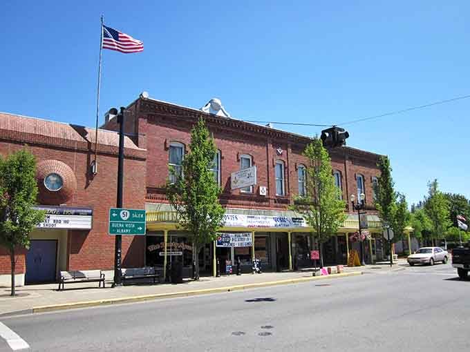 When the flag flies over century-old storefronts, you know this town takes pride in its heritage seriously.