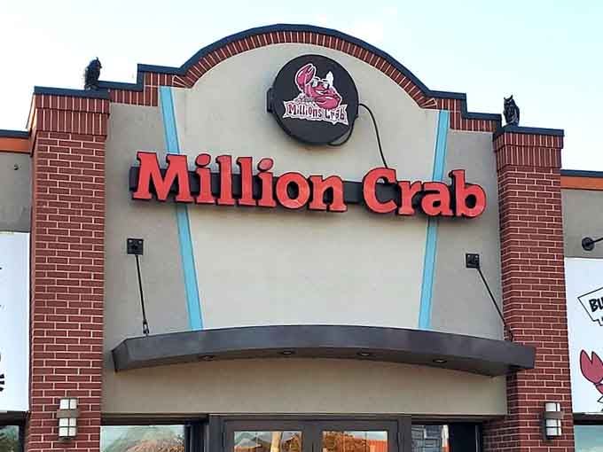 The cheerful crab mascot practically waves you inside, promising a hands-on feast that'll have you cracking shells gleefully.