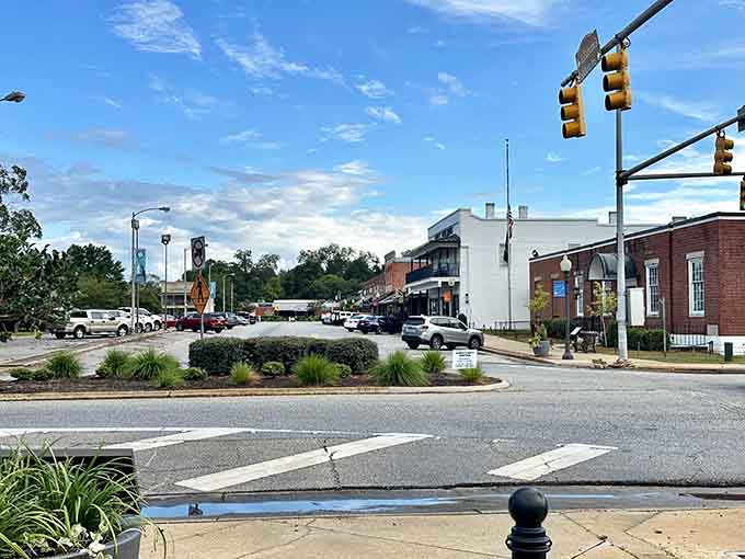 Wide streets and thoughtful landscaping create a downtown that feels spacious, unhurried, and genuinely welcoming to visitors.