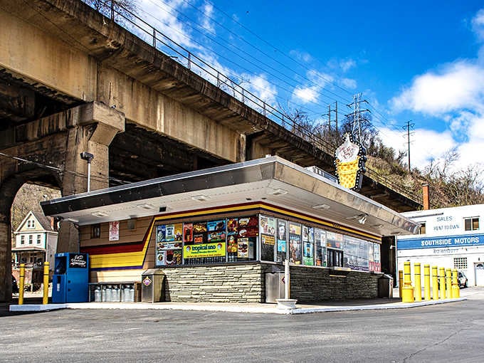 Nestled under the bridge, this colorful corner stand has been Pittsburgh's sweet escape for generations of cone enthusiasts.