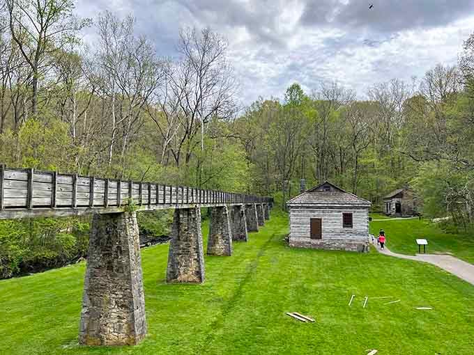 This stone aqueduct bridge stands strong after centuries, proving our ancestors built things to last through actual effort.