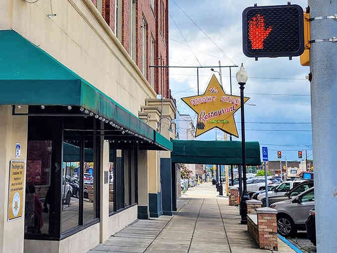 That vintage star sign and classic awning create a Main Street scene straight from your favorite memories.