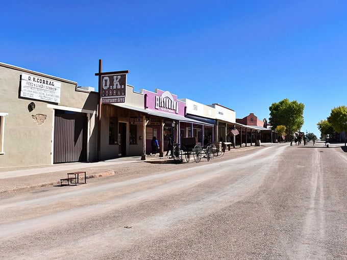 Wide dusty streets and Old West facades create the perfect backdrop for reliving gunfighter legends and saloon tales.