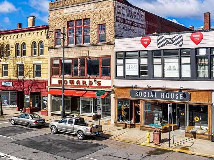 These storefronts tell stories of small-town resilience, where local businesses thrive and neighbors still know your coffee order.