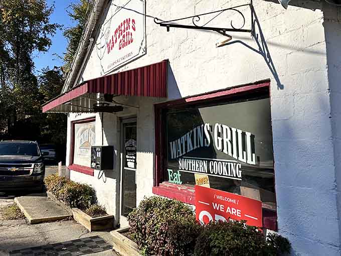 The modest exterior and welcoming entrance hint at decades of perfected recipes waiting inside for hungry visitors.
